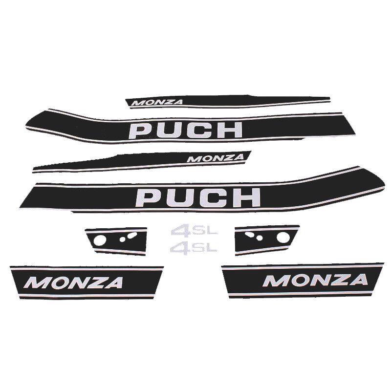 Stickerset Puch Monza 4SL Zwart/Wit - JMPB Onderdelen