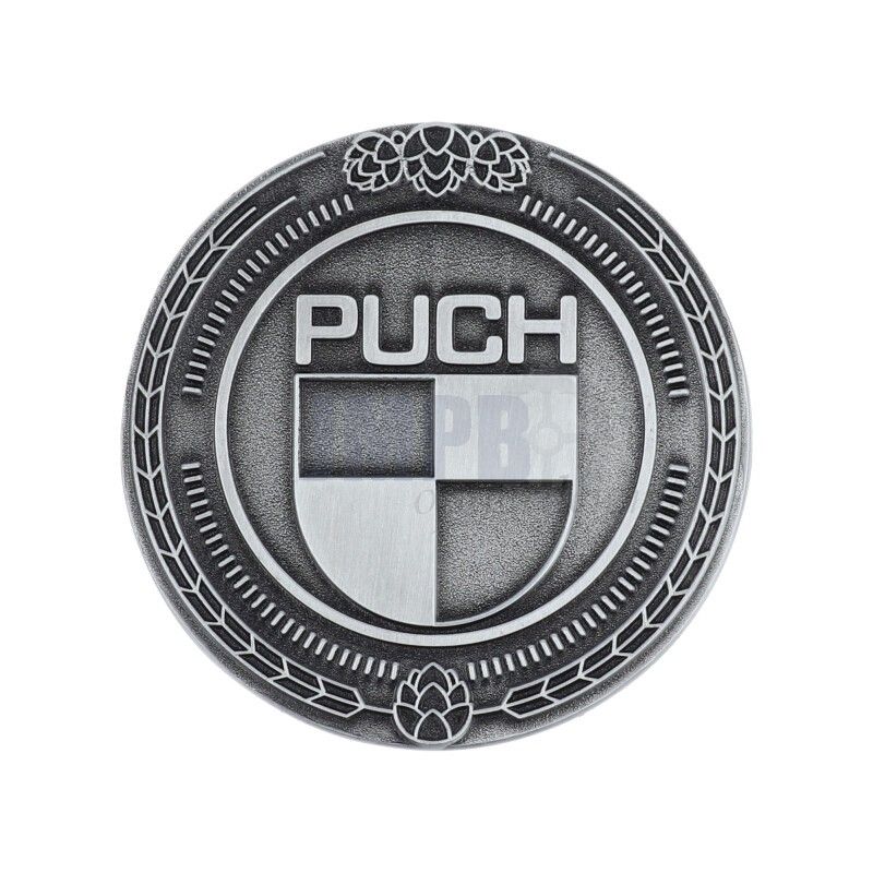 Embleem Sticker Puch Logo Metaal Zilver 47MM - JMPB Onderdelen