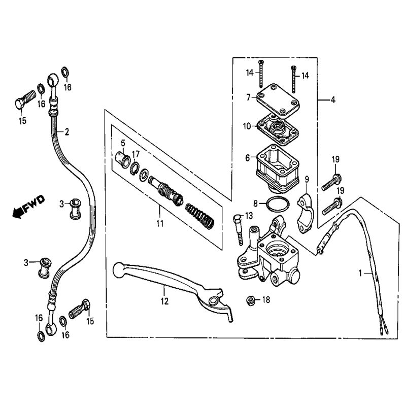 Exploded View Honda MB50 - Voorrempomp - JMPB Onderdelen